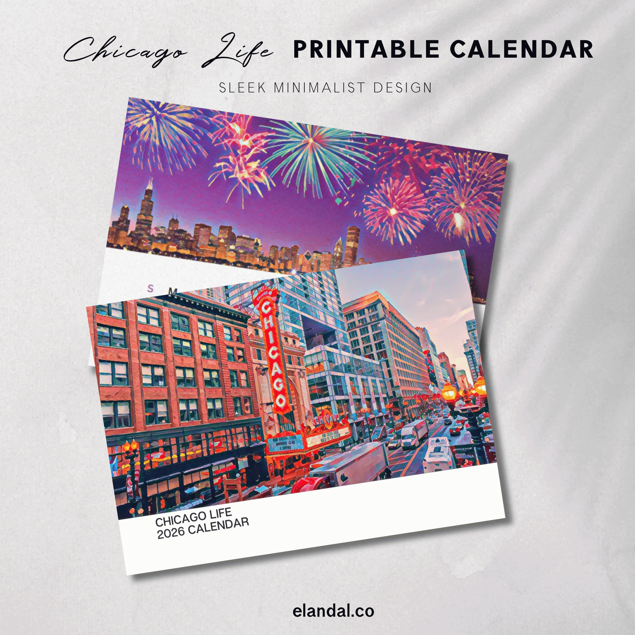 2026 Printable Chicago Illustrated Calendar – El and Al Co.