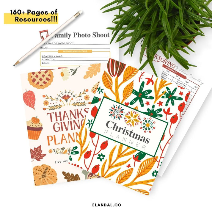 Holiday Planner Duo - Thanksgiving and Christmas Bundle with 160+ Page ...