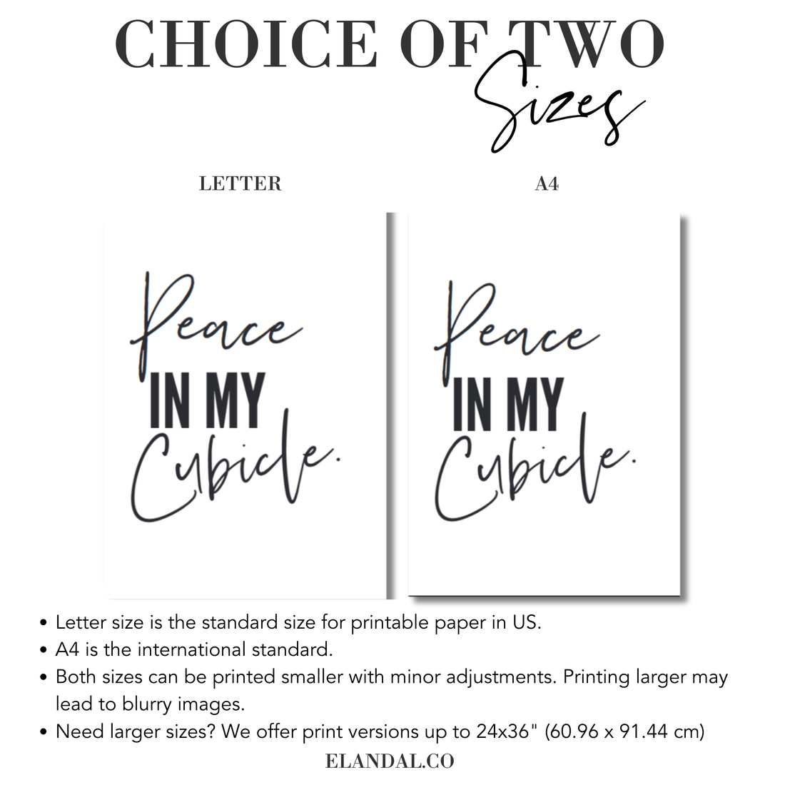 Peace in my Cubicle Printable Poster – El and Al Co.