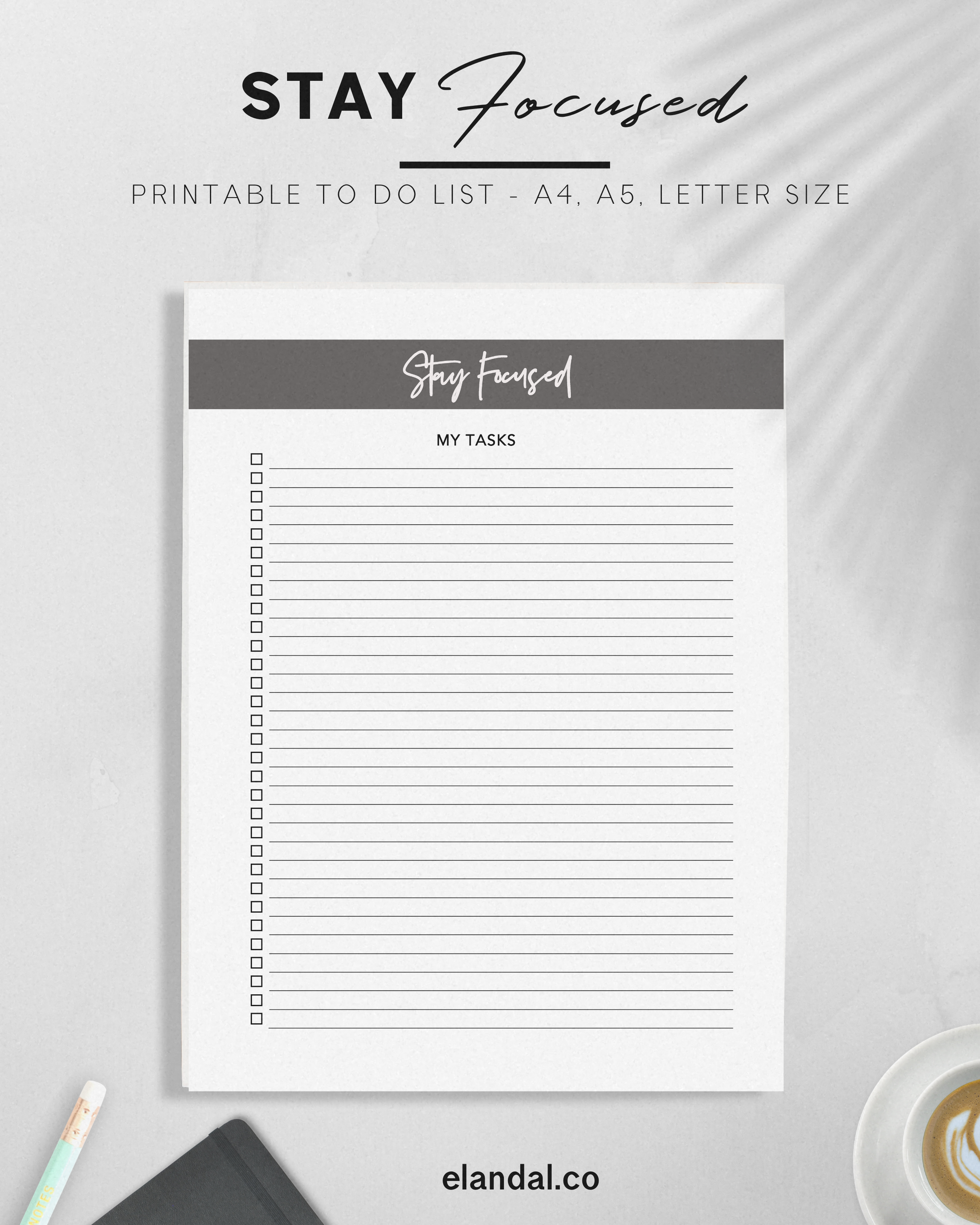 Stay Focused Printable To-Do List Productivity Planner Pages – El and ...