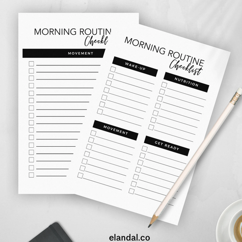 Printable Morning Routine Checklist Daily Planner Habit Inserts – El ...