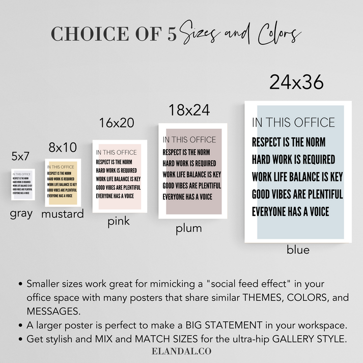 Office Culture Print Poster Motivational Workplace Wall Art - Minimali ...