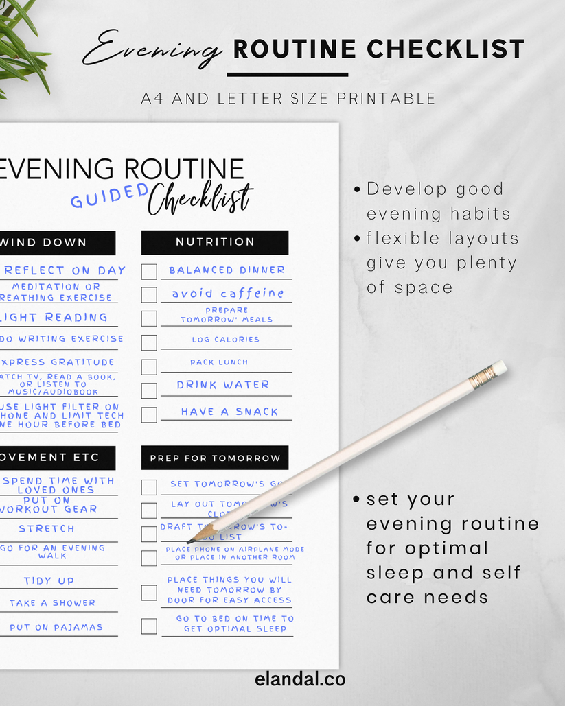 Printable Evening Routine Checklist – El and Al Co.