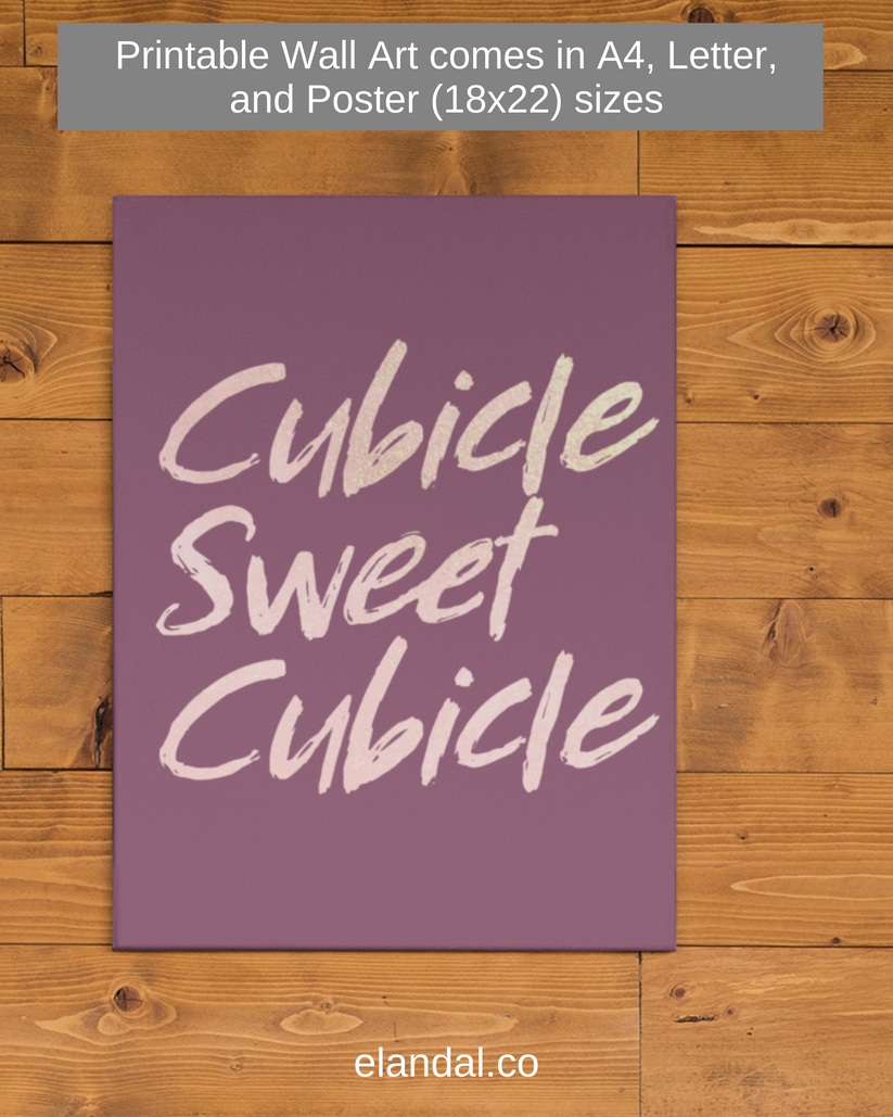 Cubicle Sweet Cubicle Printable Art for Workspace Instant Download – El ...