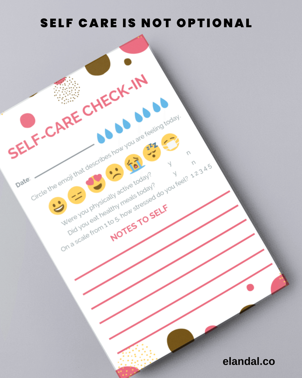 Self-Care Printable Planner Insert Stress Relief and Mood Tracker – El ...