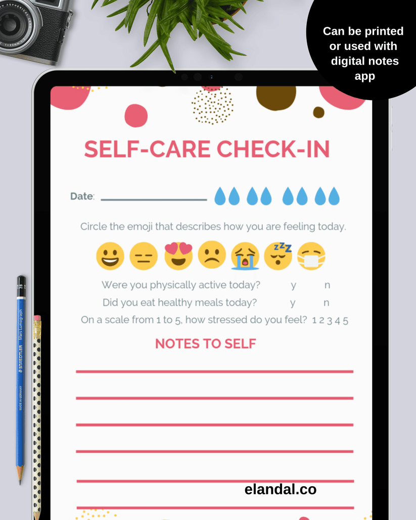 Self-Care Printable Planner Insert Stress Relief and Mood Tracker – El ...