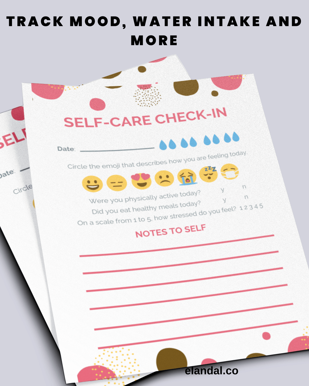 Self-Care Printable Planner Insert Stress Relief and Mood Tracker – El ...