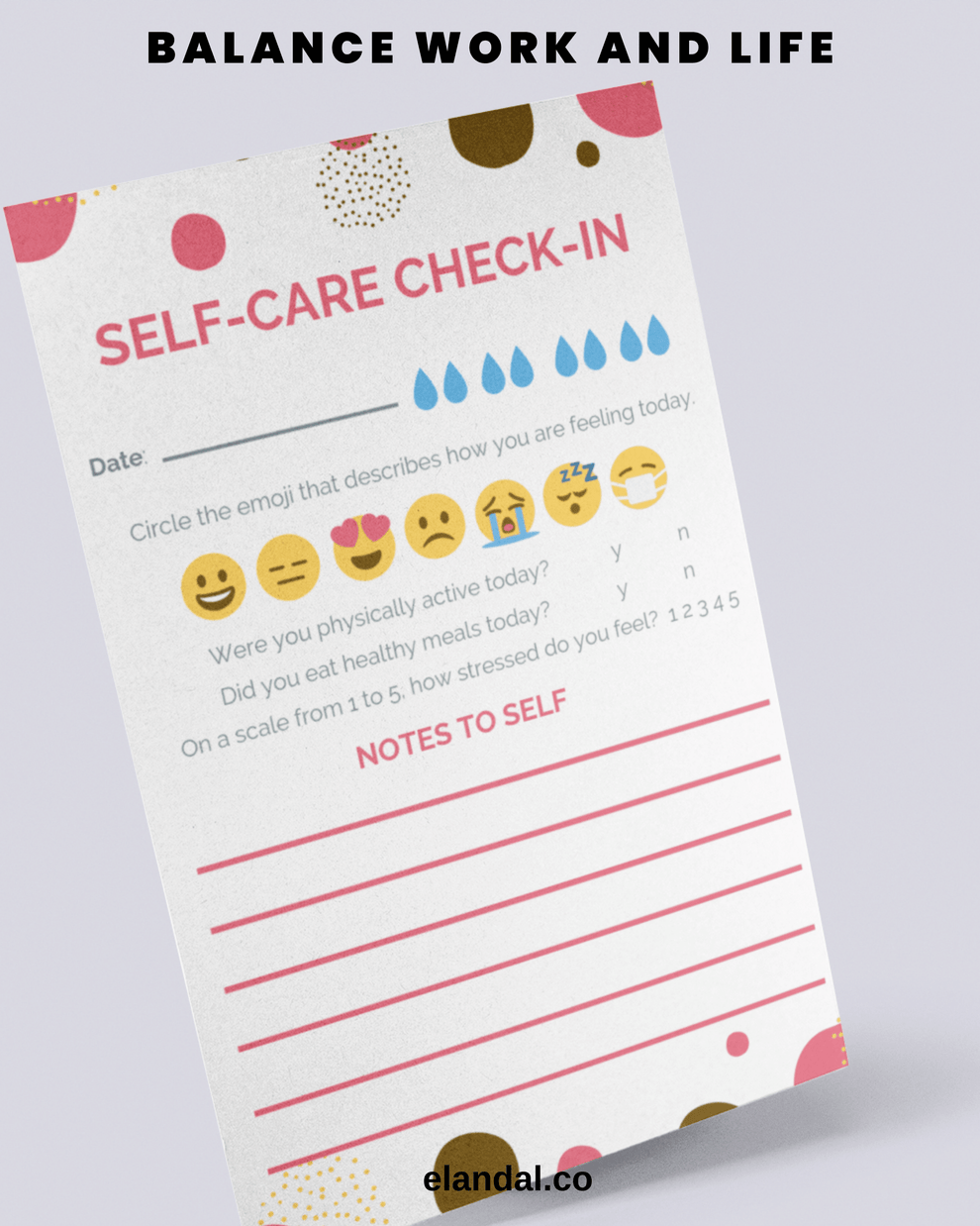 Self-Care Printable Planner Insert Stress Relief and Mood Tracker – El ...